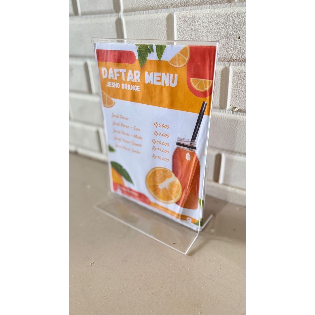 Jual Stand Akrilik A4 tipe T Display stand menu dan qris | Shopee Indonesia