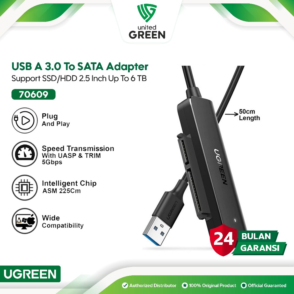 Jual UGREEN Kabel USB 3.0 To Sata 2.5" Hard Drive Converter HDD SSD ...