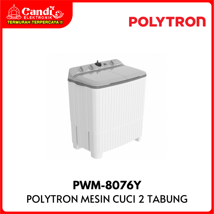 Jual POLYTRON MESIN CUCI PWM-8076Y 8 KG TWIN TUB 2 TABUNG GIANT SERIES ...