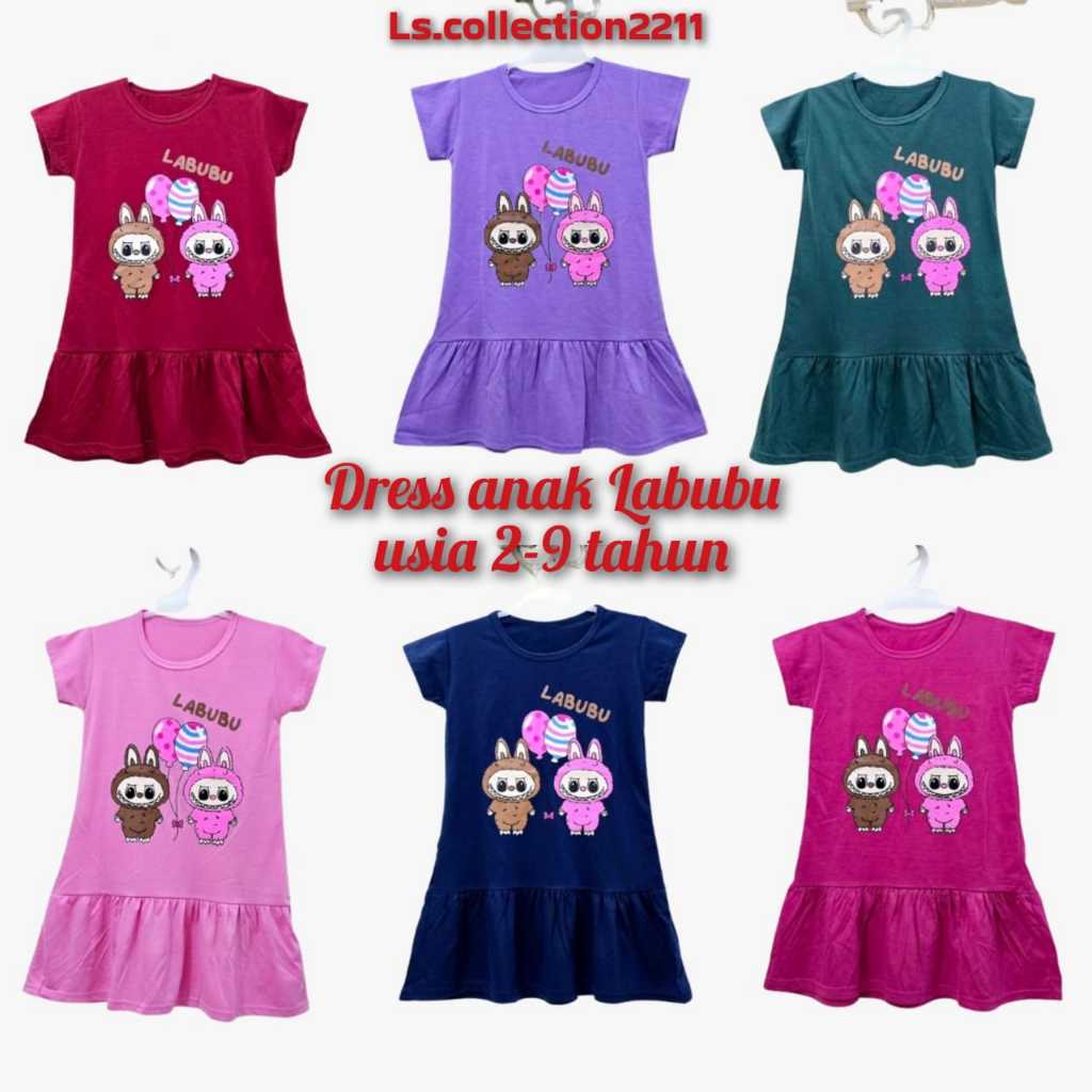 Jual Dress anak perempuan Labubu usia 2-9 tahun//daster anak motif ...