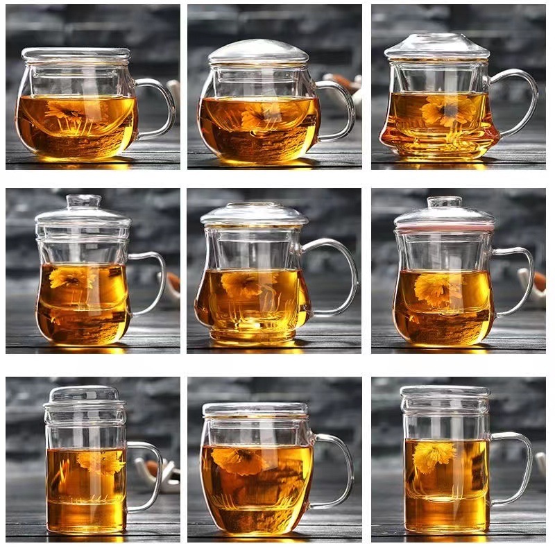 Jual ASHOME Gelas set kaca dengan tutup dan saringan transparan tahan ...