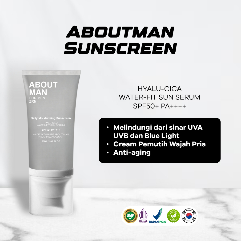 Jual About Man Sunscreen Moisturiser SPF50 PA++++ 15 ml / Korean ...