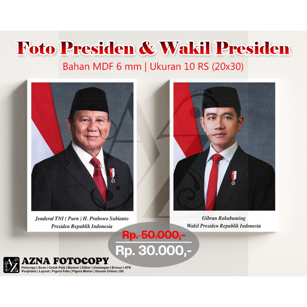 Jual FOTO PRESIDEN DAN WAKIL PRESIDEN RI MDF | Shopee Indonesia