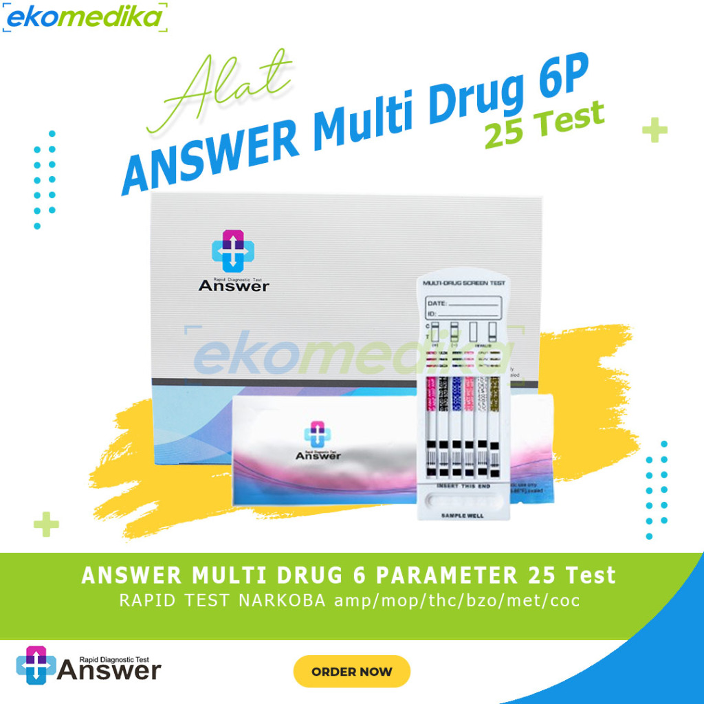 Jual Multi drug 6 Parameter ANSWER Drug of abuse Rapid Narkoba 6P (AMP ...