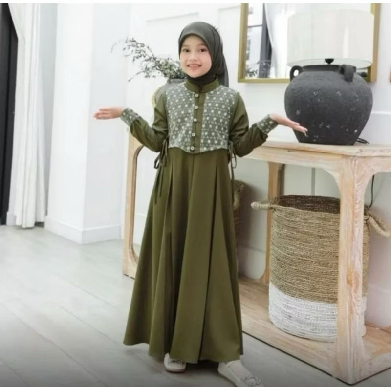Jual Gamis anak terbaru shabira mix brukat gamis anak usia 5-14 tahun ...