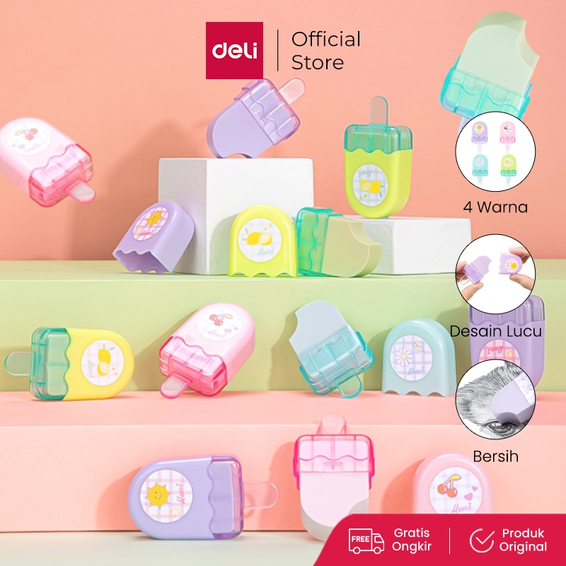 Jual Deli Penghapus Es Krim 4 Warna Mudah Dibersihkan 71122 | Shopee ...