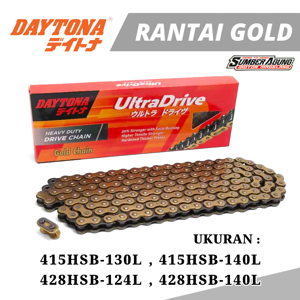 Jual Rantai GOLD DAYTONA Ultra Heavy Duty Chain 415 -130L 140L 428H-124L Type HSB Jamin Original ...