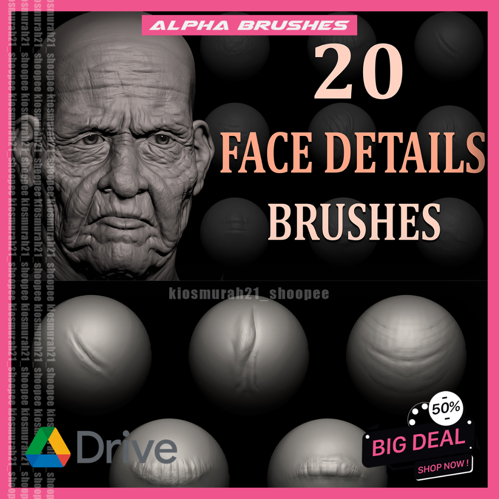 Jual 20 Face Details Alphas Alpha Map Brushes Alphas | Shopee Indonesia