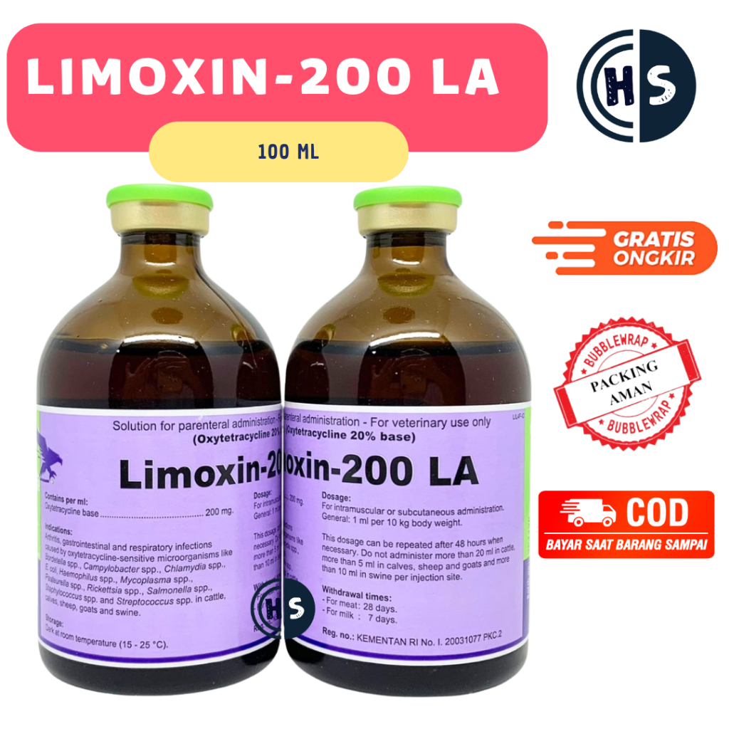 Jual LIMOXIN 200 LA 100 ml - Antibiotik Oxy tetra cyc lin Spektrum Luas ...