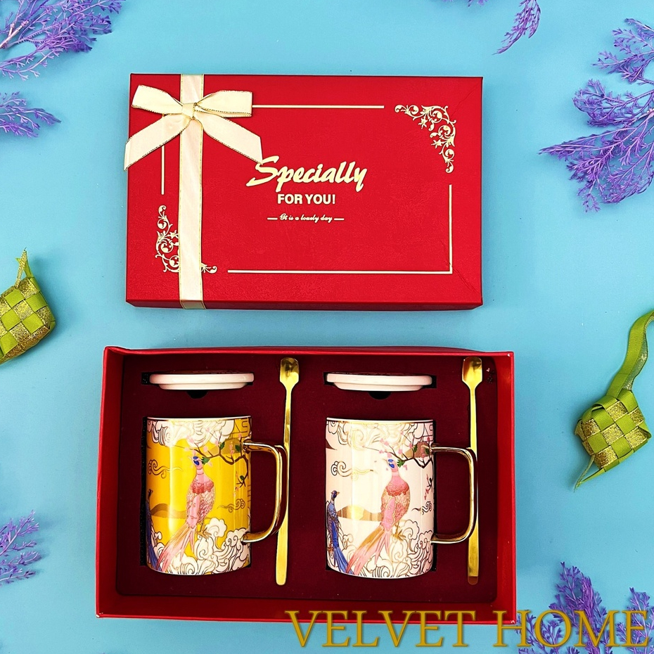 Jual Double Peacock Mug Couple Set Mug Burung Kuning Putih Hampers ...