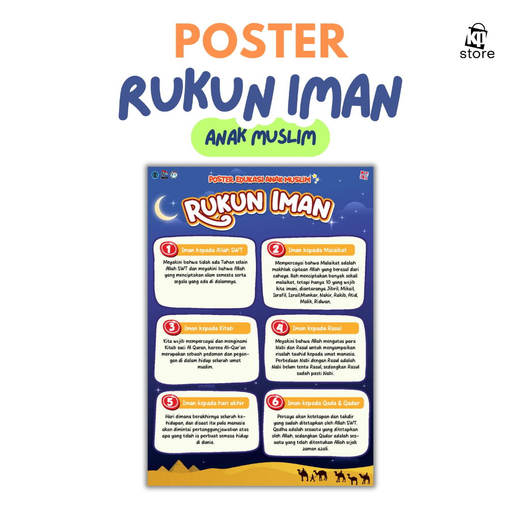Jual Kawan Pustaka - Poster Edukasi Anak Muslim - Rukun Iman - Ukuran ...
