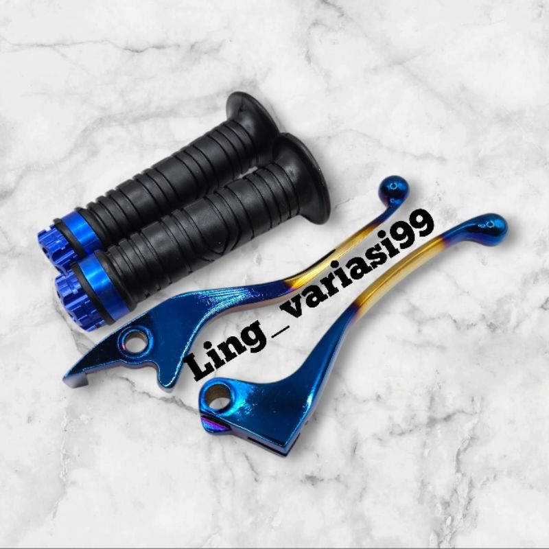 Jual Handle Handel Rem Kiri Kanan+grip cnc biru/CRF150 CB150R CBR150 ...