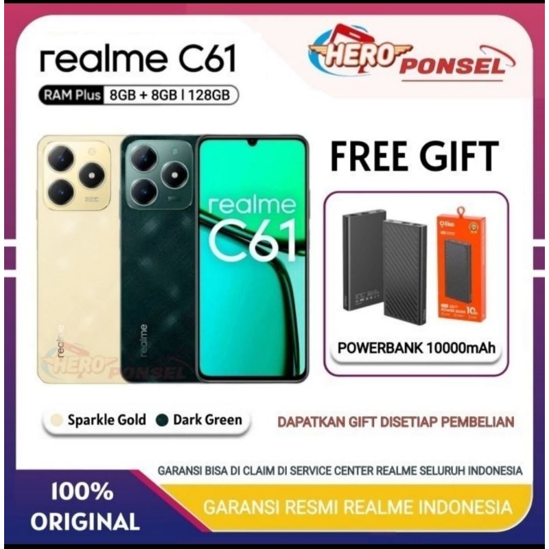 Jual REALME C61 RAM 8/128GB ( Ram Plus 8GB+8GB ) GARANSI RESMI REALME INDONESIA | Shopee Indonesia