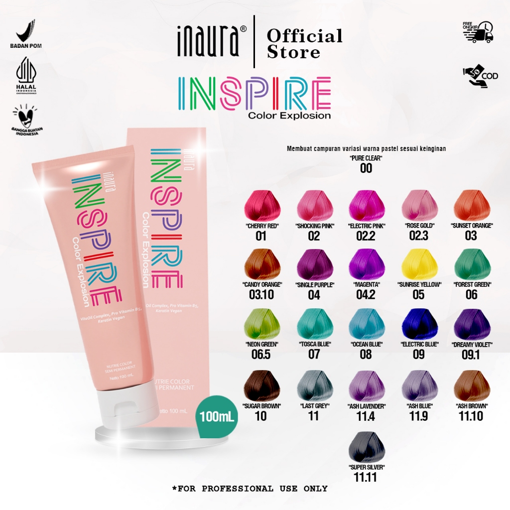 Jual Inaura inspire color expolosion semi permanent 100ml NEW | Shopee ...