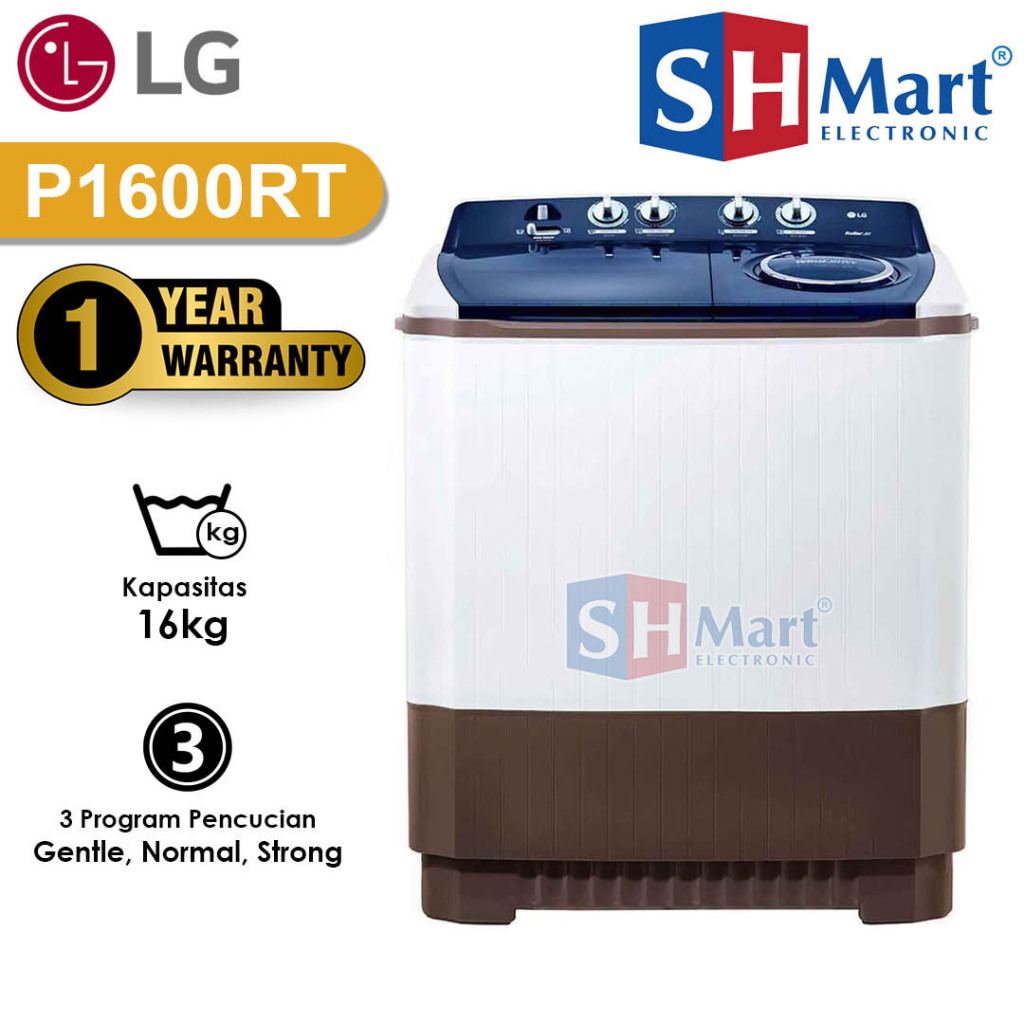 Jual MESIN CUCI LG 2 TABUNG 16 KG P1600RTB / P1600RT GARANSI RESMI ...