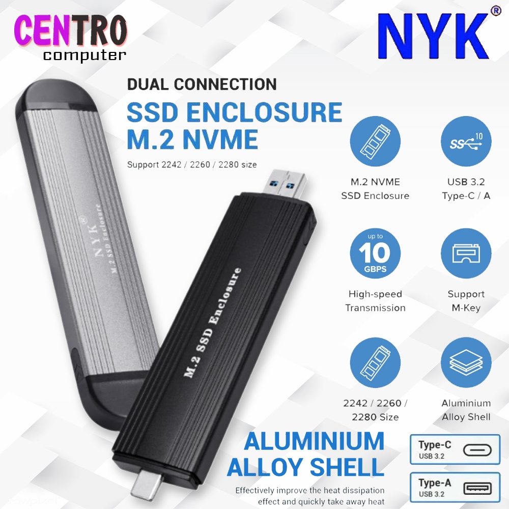 Jual Case NYK S5 SSD M2 NVME External Dual USB type A dan Type C ...