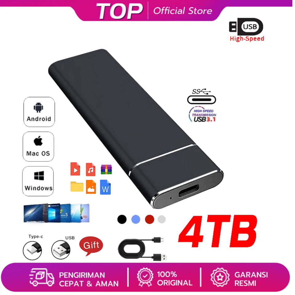 Jual SSD Eksternal 4TB USB 3.0 Type-C ssd laptop PC ssd portable ...