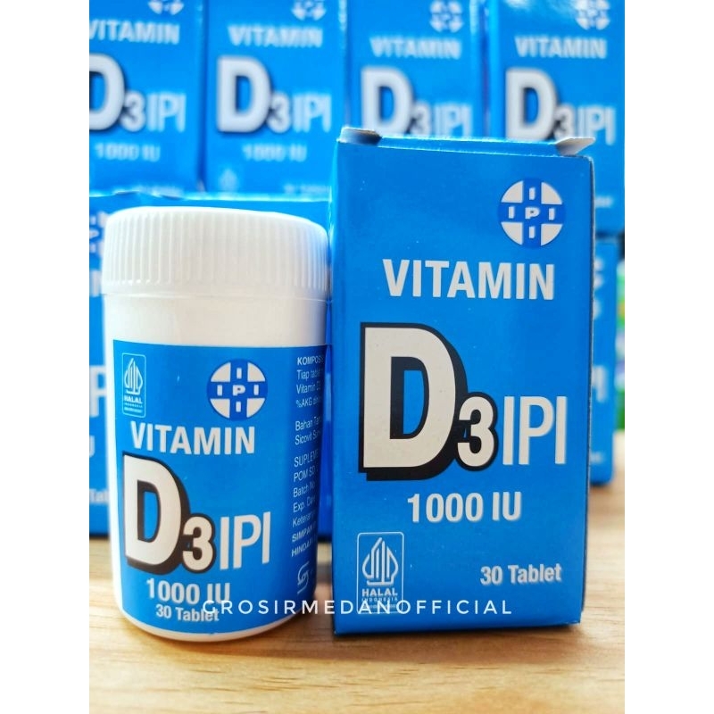 Jual NEW IPI VITAMIN D3 1000 IU ISI 30 TABLET - KEMASAN KOTAK BIRU VIT D | Shopee Indonesia