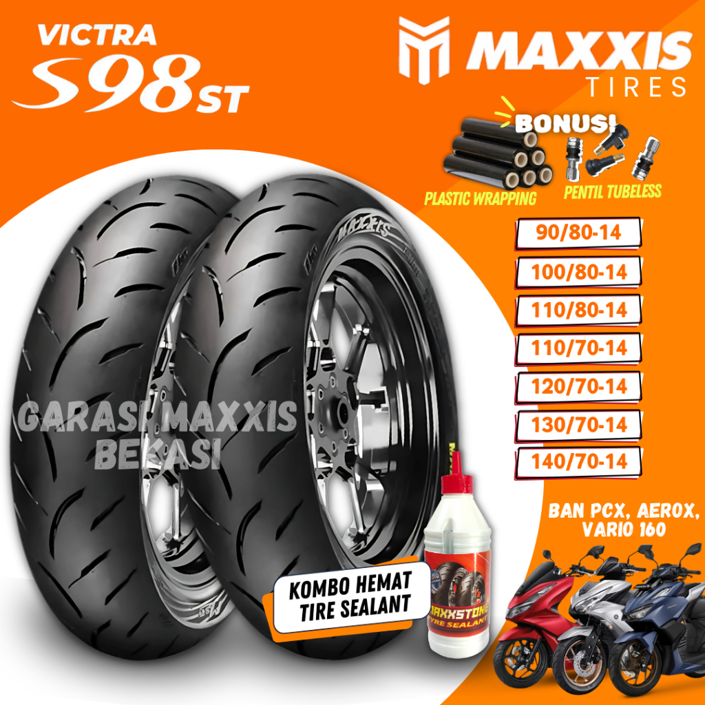 Jual [READY STOCK COD] BAN MAXXIS VICTRA 98ST TUBELESS (90/80-14 - 100/ ...