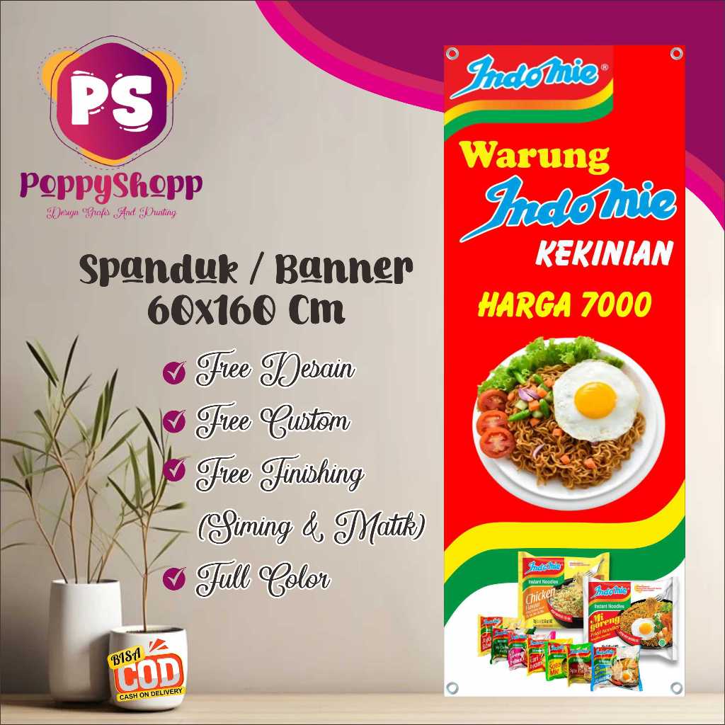 Jual Spanduk Banner 60X160 Cm Warung Indomie Kekinian Bisa Custom ...