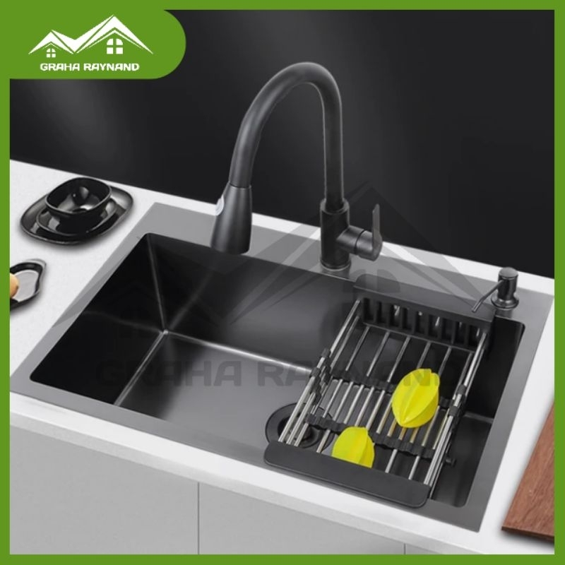 Jual Paket Kitchen Sink 1 Lubang Black Edition | Ukuran 65 cm × 45 cm ...
