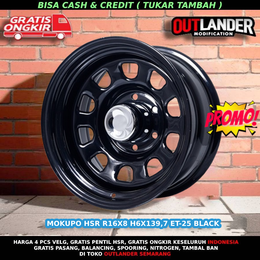 Jual Pelek Kaleng Ring 16 Lebar 8 Pcd 6X139,7 Black Velg Offroad R16 HSR Mokupo For Everest Dmax ...