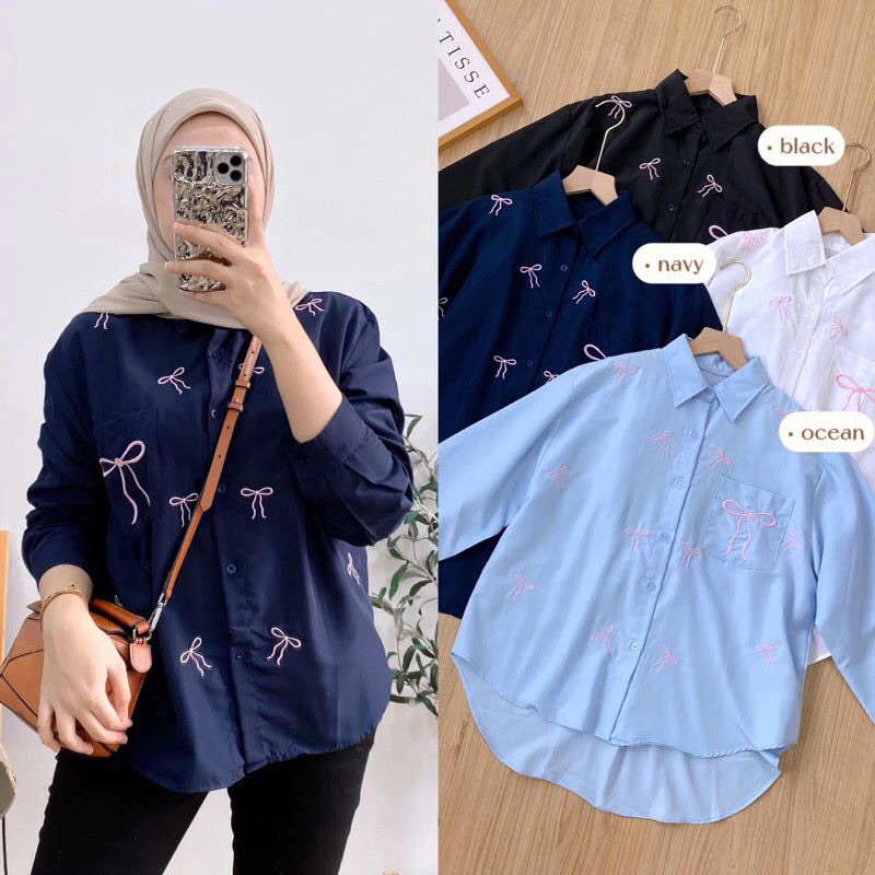 Jual GIRLFASHIONSTORY ORIGINAL FRISELA POPLIN EMBROIDERY KEMEJA PITA ...