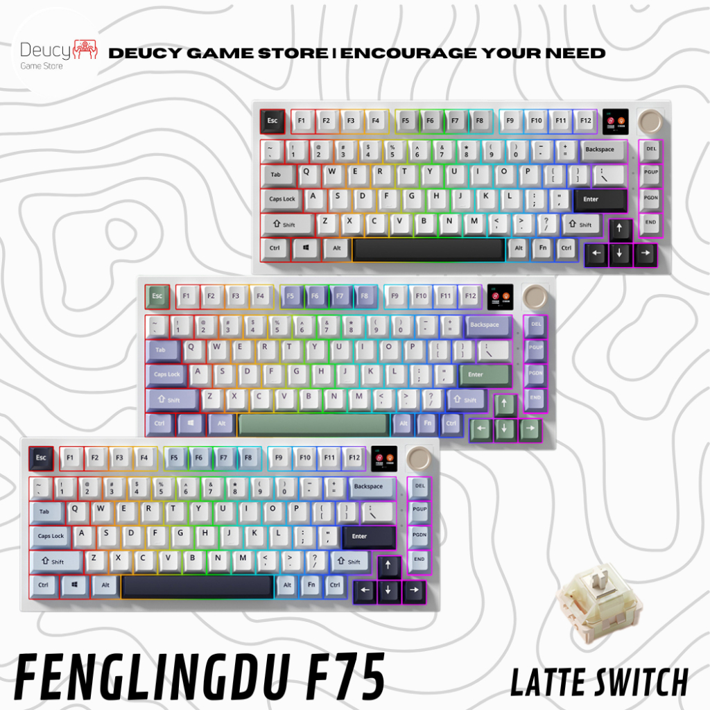 Jual Fenglingdu F75 Wireless Triple Connection Mechanical Keyboard With ...