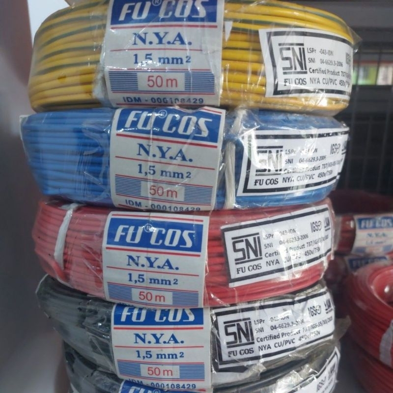 Jual KABEL NYA FUCOS 1,5 MM 50 METER SNI / KABEL INSTALASI RUMAH | Shopee Indonesia