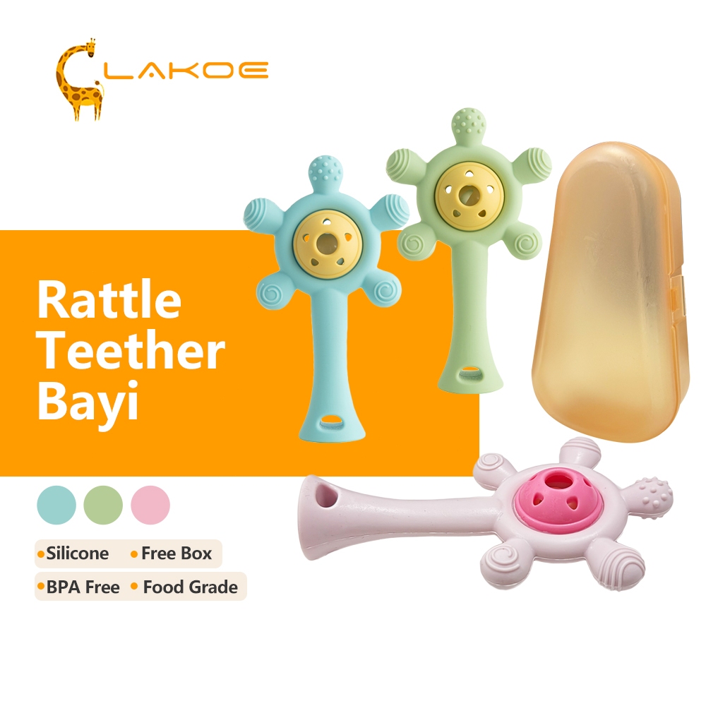Jual LAKOEOFFICIALMALL Mainan Rattle Teether Bayi Silicone Mainan ...