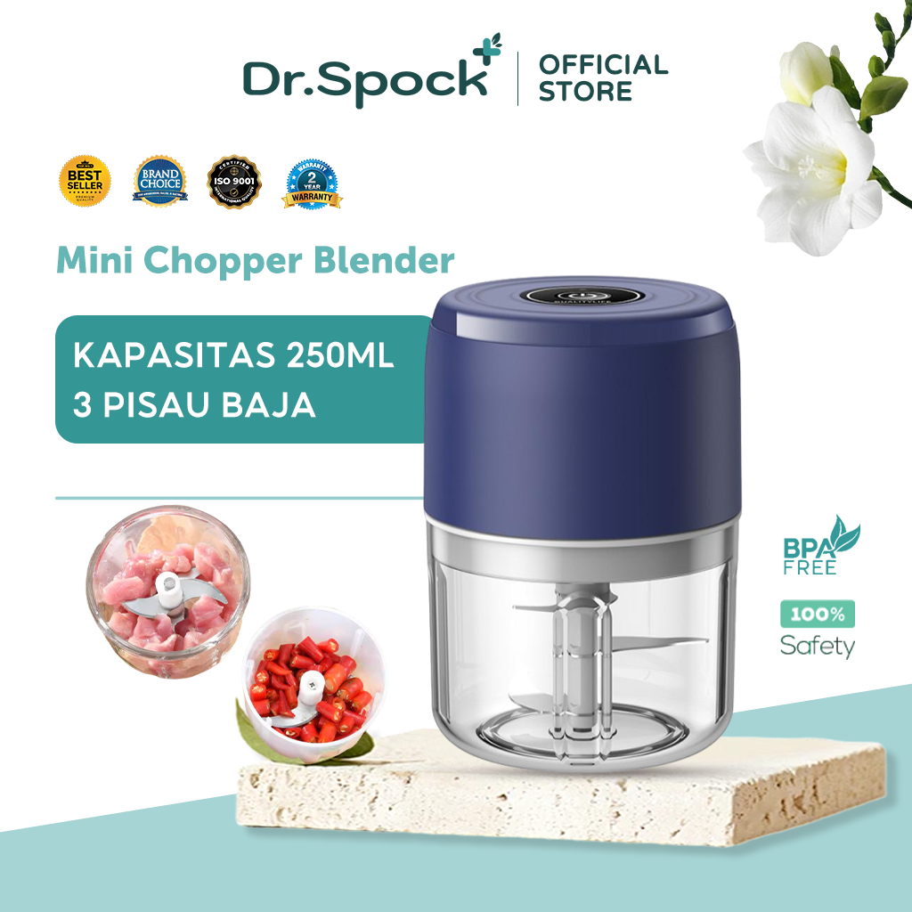 Jual Dr.Spock 250ml Mini Chopper Blender Portable Gilingan Mini Bumbu ...