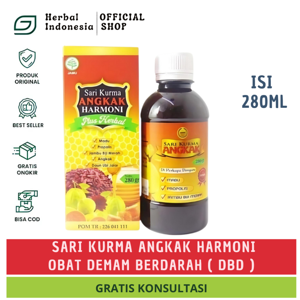 Jual BPOM Sari Kurma Angkak Obat Demam Berdarah ( DBD ) Harmoni 280 ...