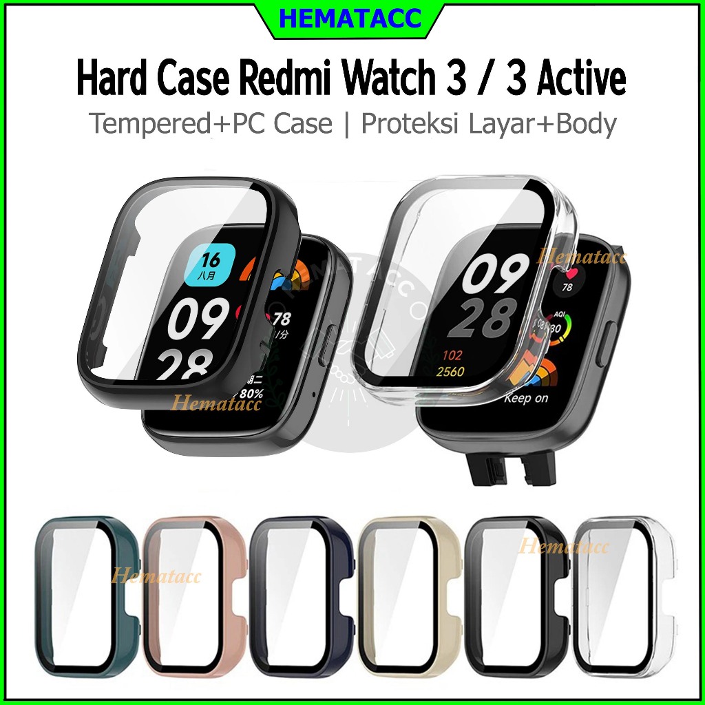 Jual Hard Case Redmi Watch 3 / 3 Active Case + Tempered Glass Xiaomi ...