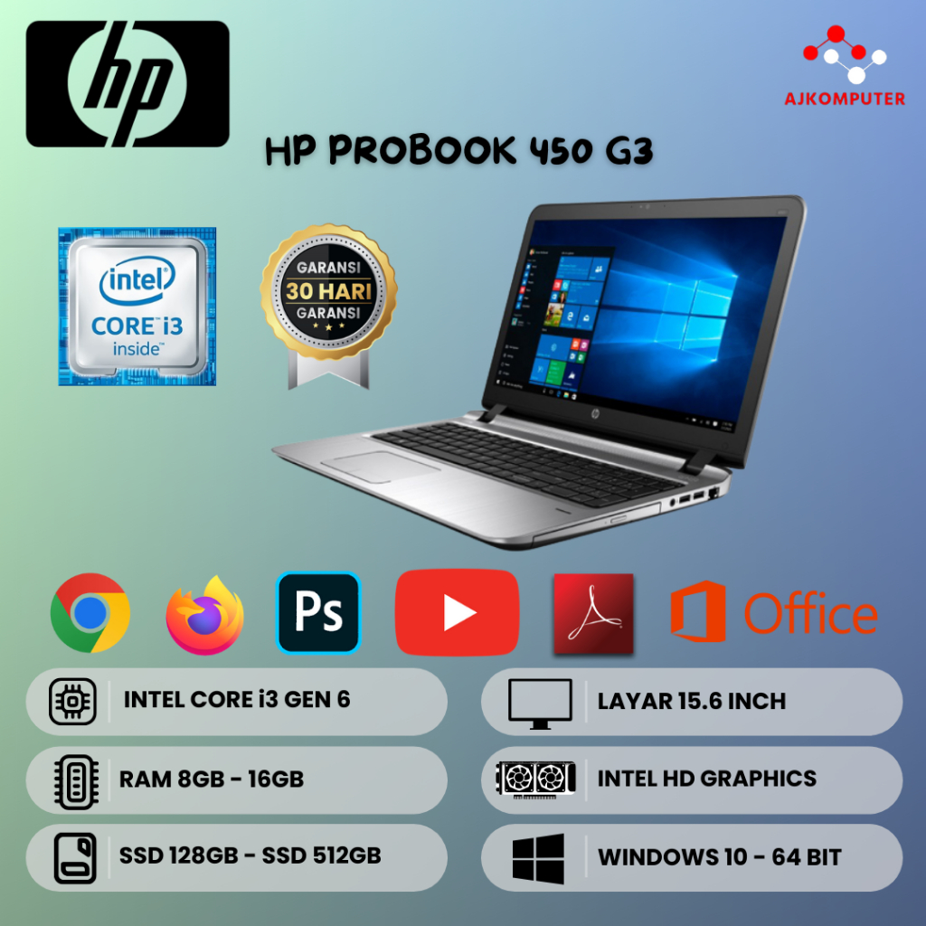Jual LAPTOP HP PROBOOK 450 G3 CORE i3 GEN 6 | Shopee Indonesia
