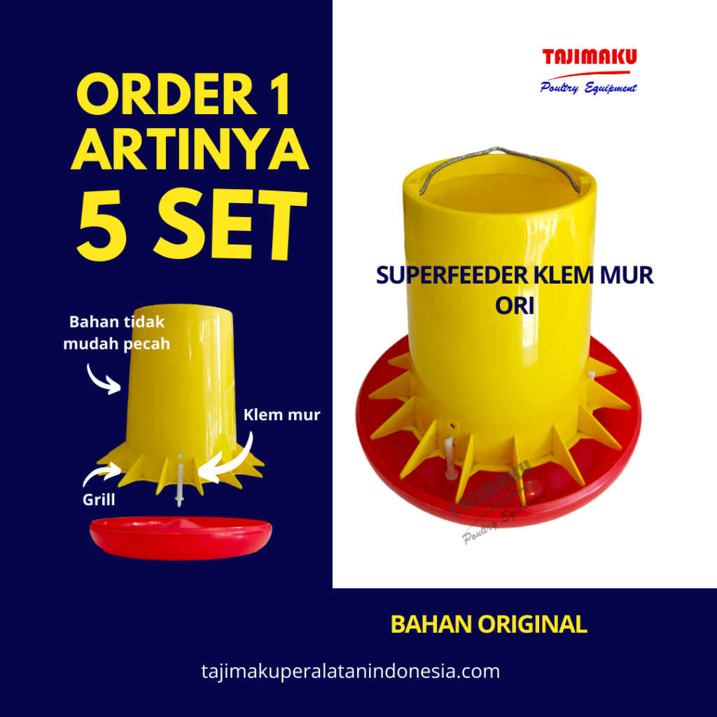 Jual SPF Super Feeder Klem Mur 5 Set - 6 Kg Tempat Pakan Ayam Tajimaku | Shopee Indonesia