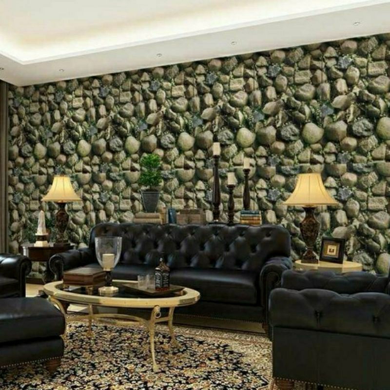 Jual Premium!! Wallpaper batu alam/batu kali sticker dinding rumah ...
