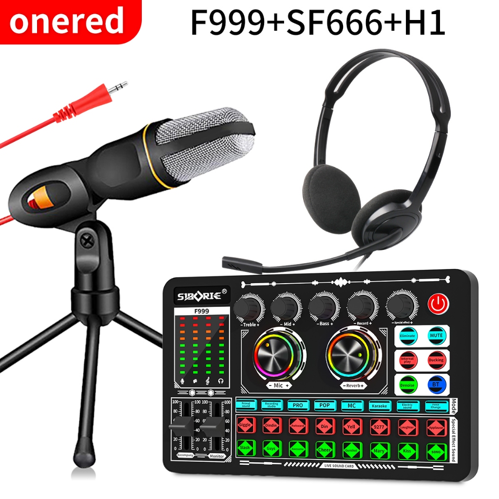 Jual Onered soundcard F999+SF666 Mic+H1 Live streaming of all kit ...