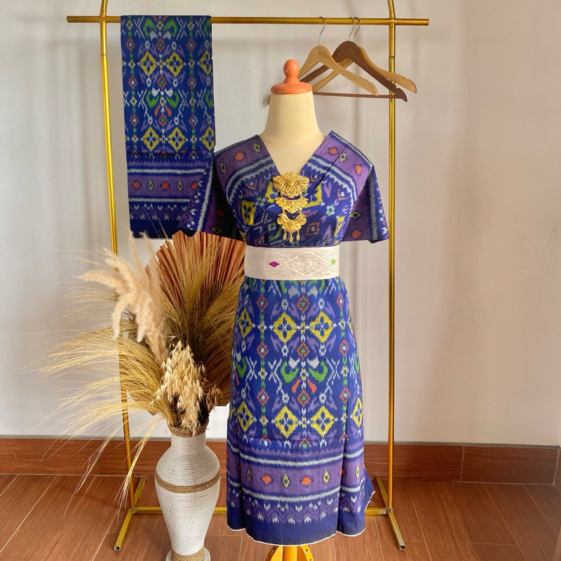 Jual KAIN TENUN ENDEK KHAS BALI MOTIF PALEMBANG NAVY GRINGSING | Shopee ...