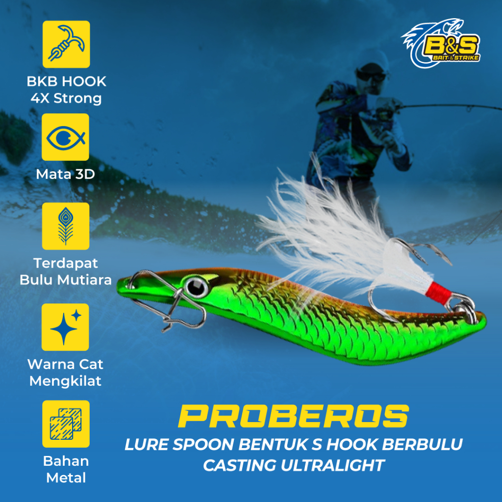 Jual PROBEROS Umpan Pancing Lure Spoon Bentuk S Hook Berbulu 7G/10G/14G ...