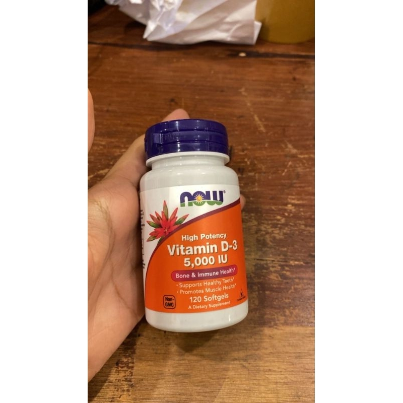 Jual NOW Vitamin D3 D-3 5000 IU 120 softgels imun daya tahan tubuh ...