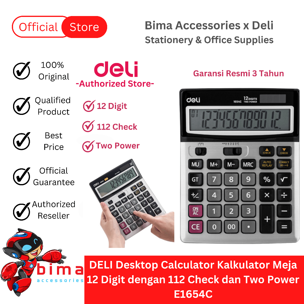 Jual DELI Kalkulator Calculator 12 Digit Besar Kecil Layar Lengkap 112 ...