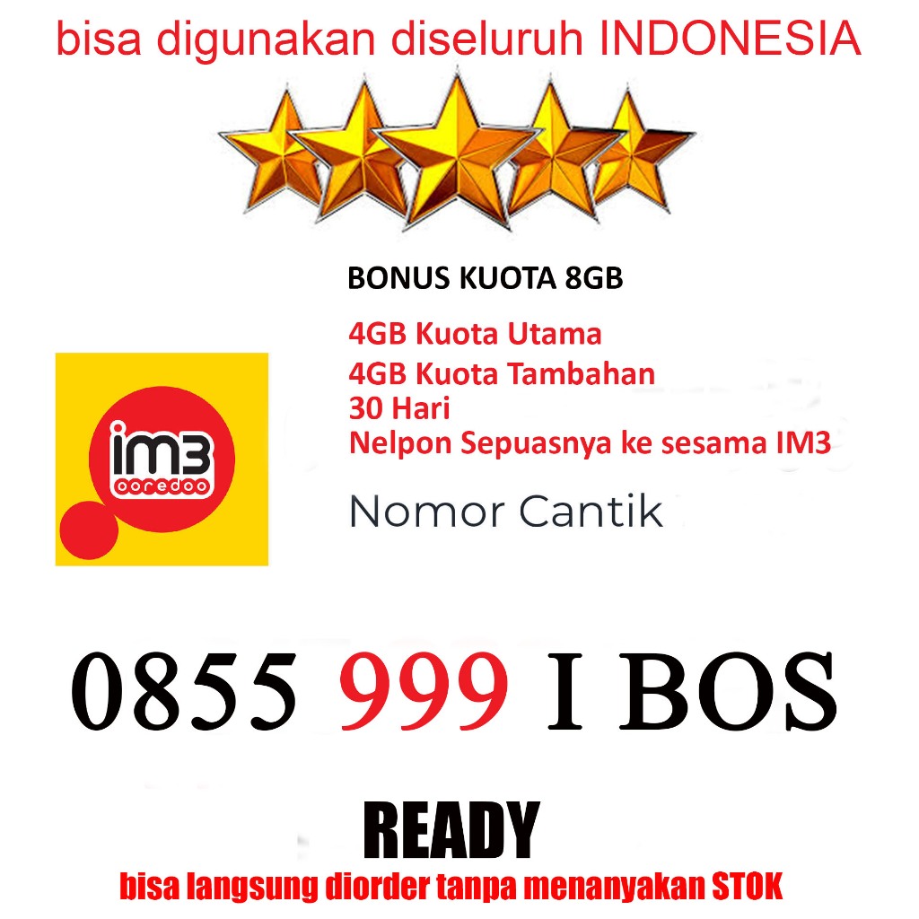 Jual Kartu Perdana Spesial Nomor Cantik Indosat 10 11 12 digit seri BOS | Shopee Indonesia