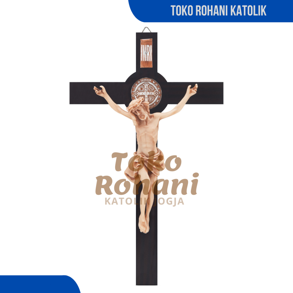 Jual SALIB GANTUNG BENEDIKTUS 30 CM - COKLAT LAP / SALIB KATOLIK ...