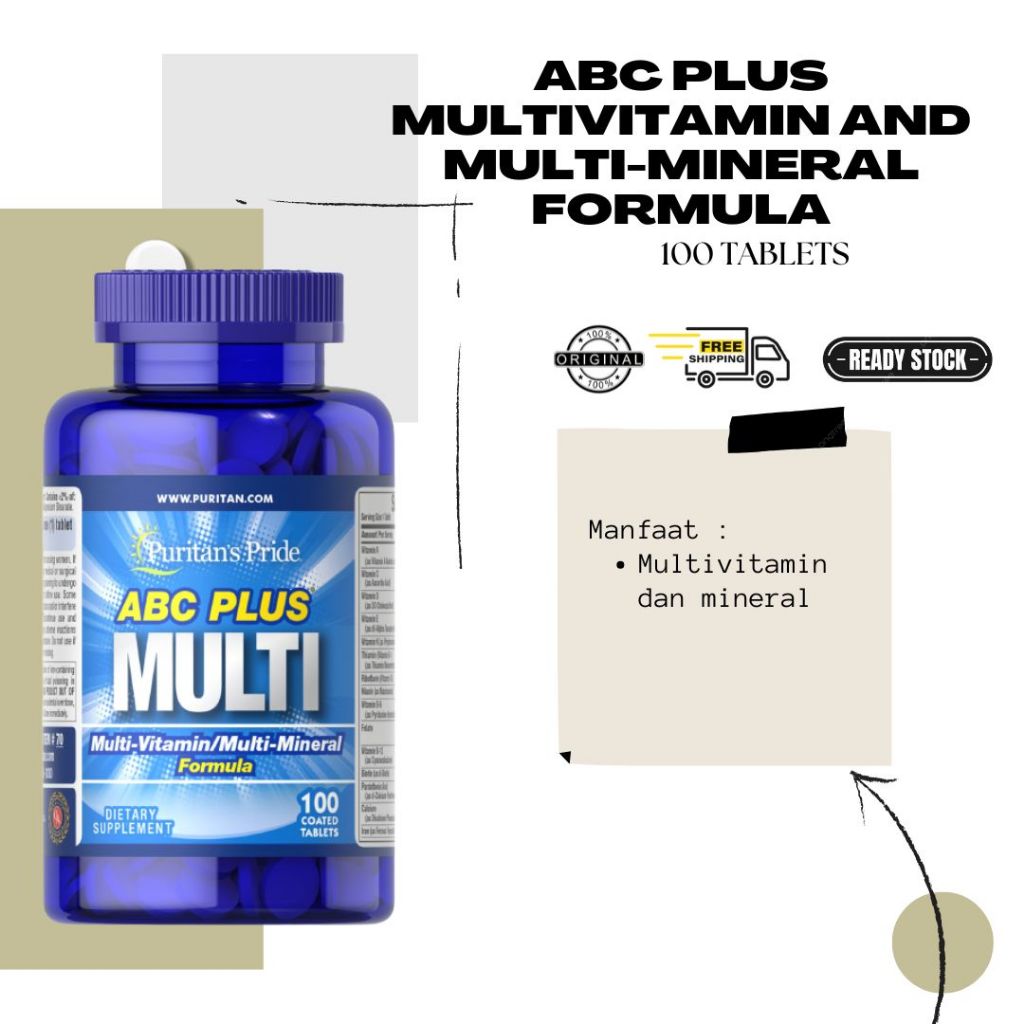 Jual Puritan's Pride ABC Plus Multivitamin and Multi-Mineral Formula ...