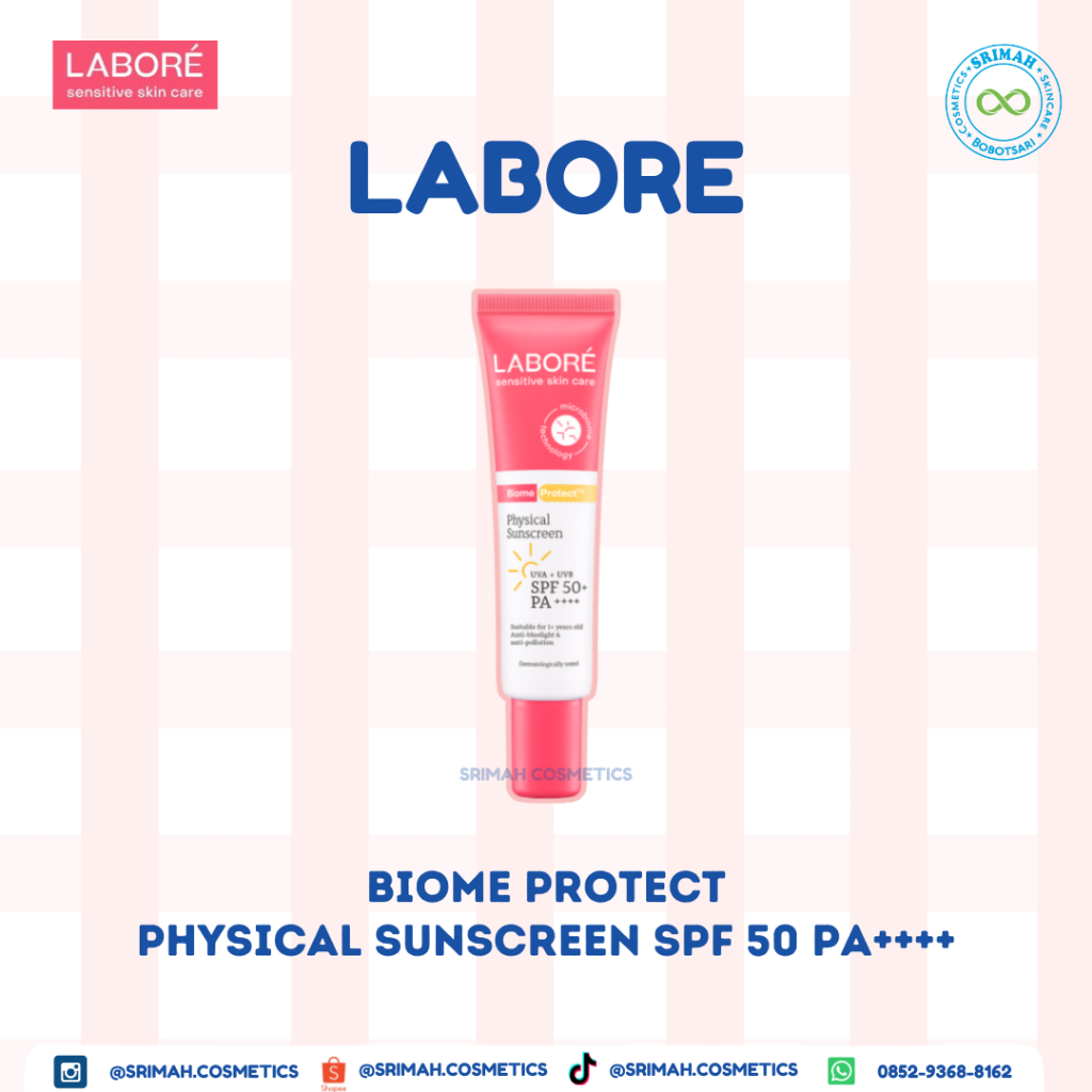 Jual Labore Physical Sunscreen SPF 50 PA++++ Mineral Sunscreen Wajah ...