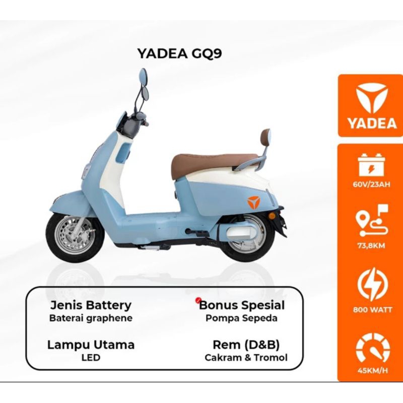 Jual Sepeda Listrik Yadea GQ9 800 watt 40 Volt 23 AH | Shopee Indonesia