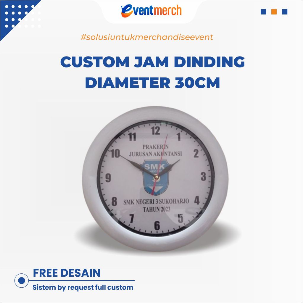 Jual Custom Jam Dinding ukuran diameter 30cm | Desain bebas | Shopee ...