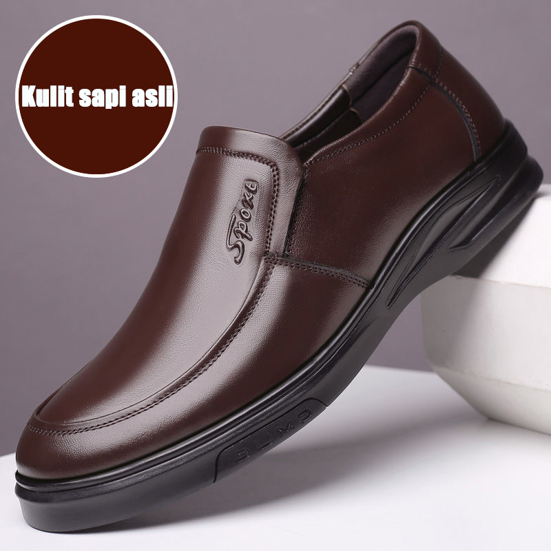 Jual Sepatu kulit sapi kulit pria sepatu kasual pria non-slip kulit ...