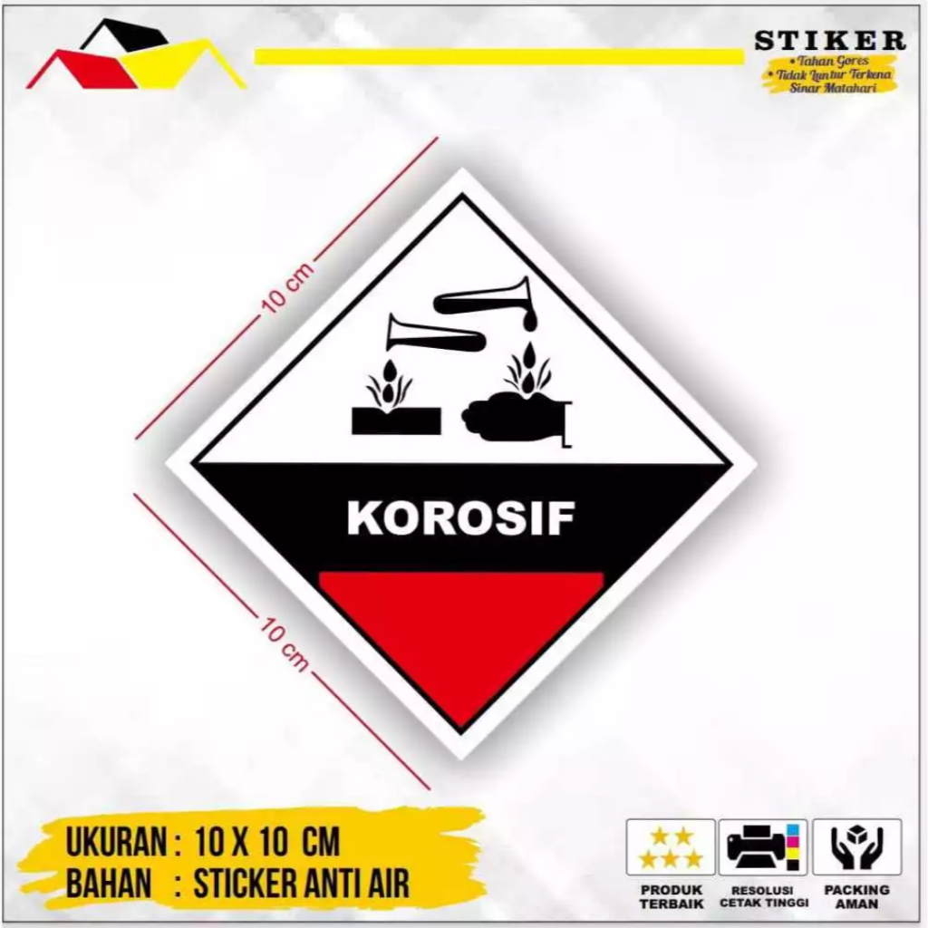Jual Stiker Simbol Label K3 Limbah B3 Hazmat Korosif | Shopee Indonesia