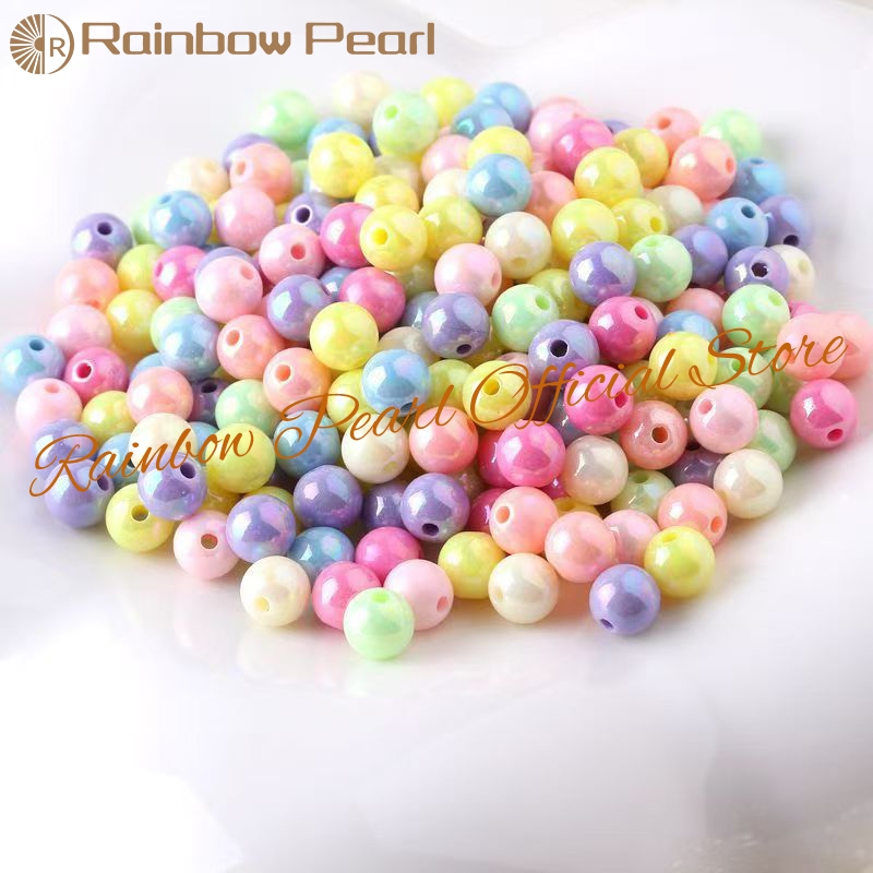 Jual Rainbow Pearl - [30-100PCS] - Acrylic Beads AB Plated Manik-Manik ...